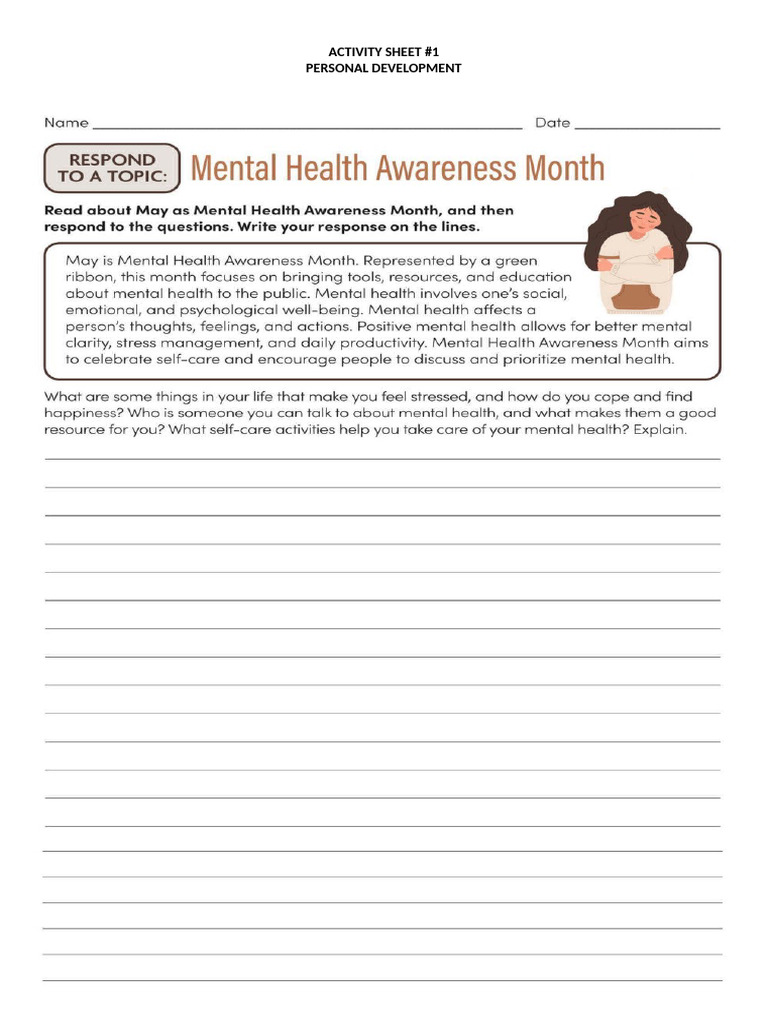 Respond To A Topic - Mental Health Awareness Month (May) | PDF