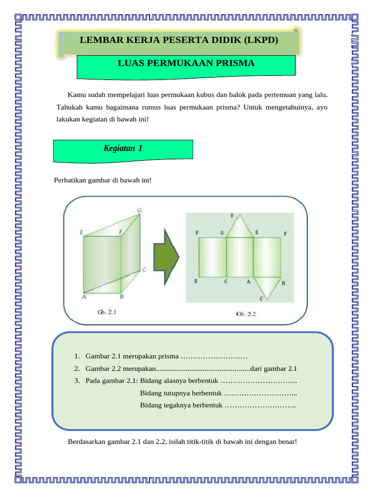 LKPD Luas Prisma | PDF