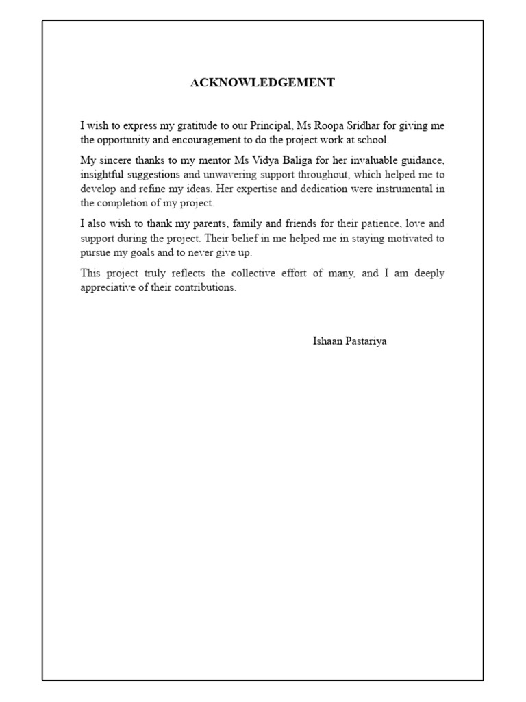 Acknowledgement | PDF | Career & Growth