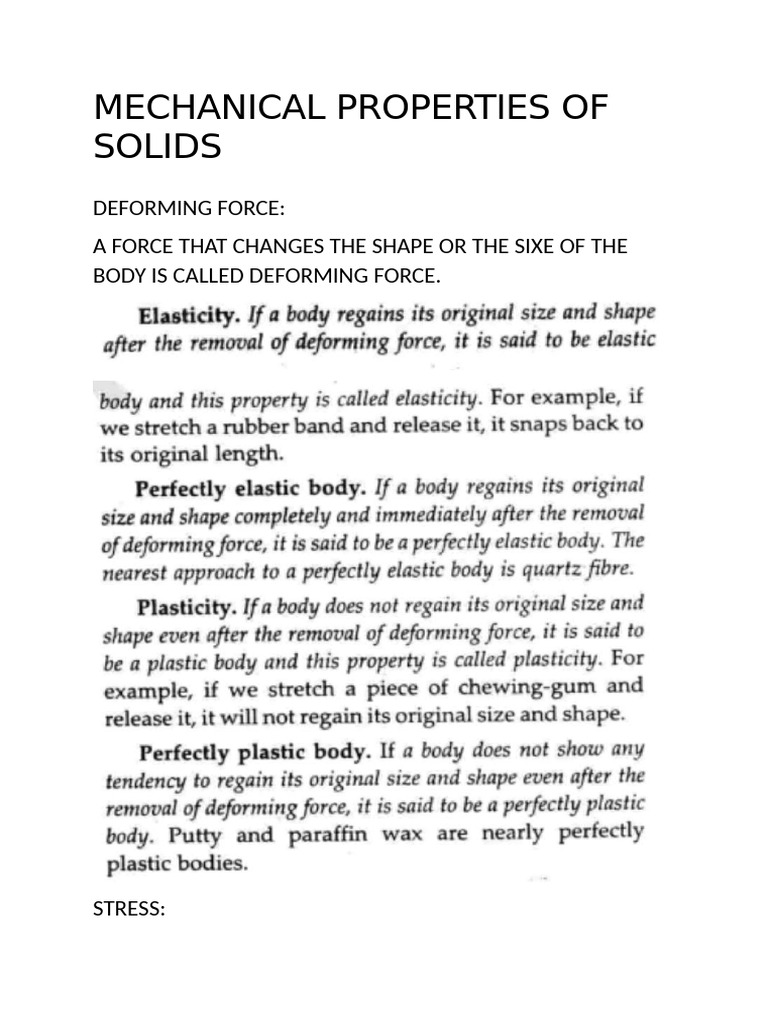 Mechanical Properties of Solids | PDF | Science & Mathematics