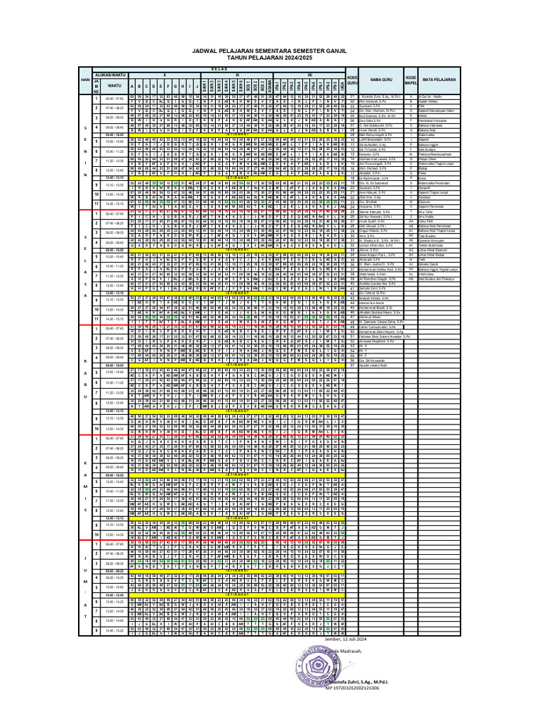 JADWAL Pelajaran SEMENTARA SM1 2023 - 2024 | PDF | Islamic Jurisprudence | Semitic Words And Phrases