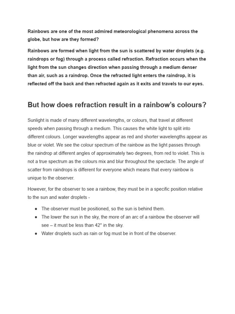 How Rainbows Form and Their Colors | PDF | Science & Mathematics