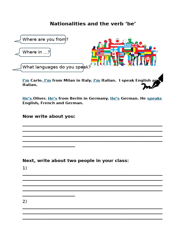 Nationalities Writing Task A2 | PDF | Foreign Language Studies