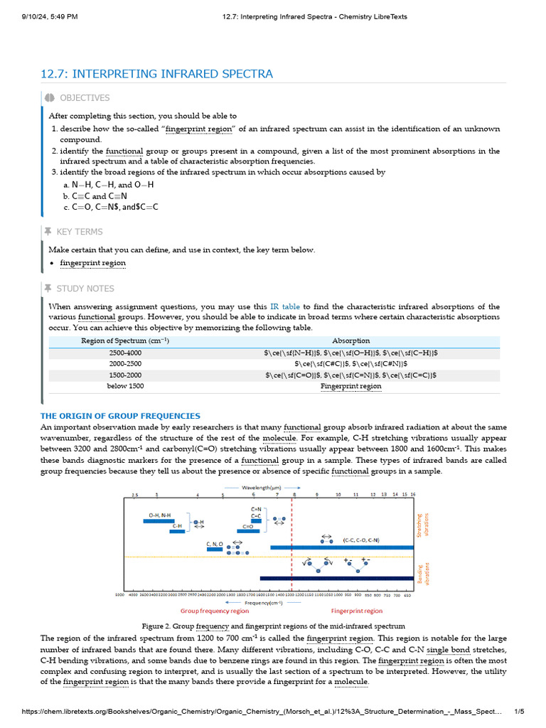 12.7 - Interpreting Infrared Spectra - Chemistry LibreTexts | PDF | Infrared Spectroscopy ...