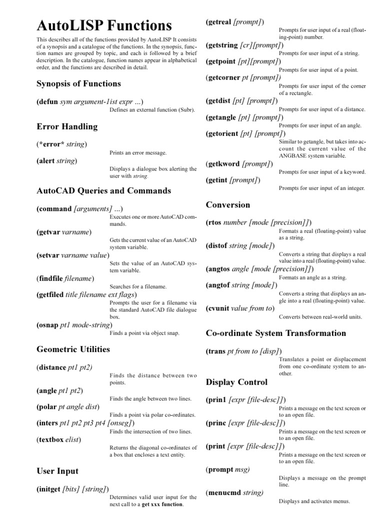 All Autolisp Commands Pdf Callback Computer Programming Command 3818