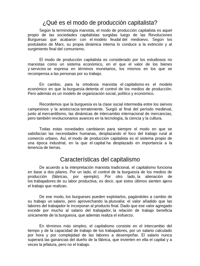 Capitalismo: Origen y Características | PDF | Capitalismo | Karl Marx