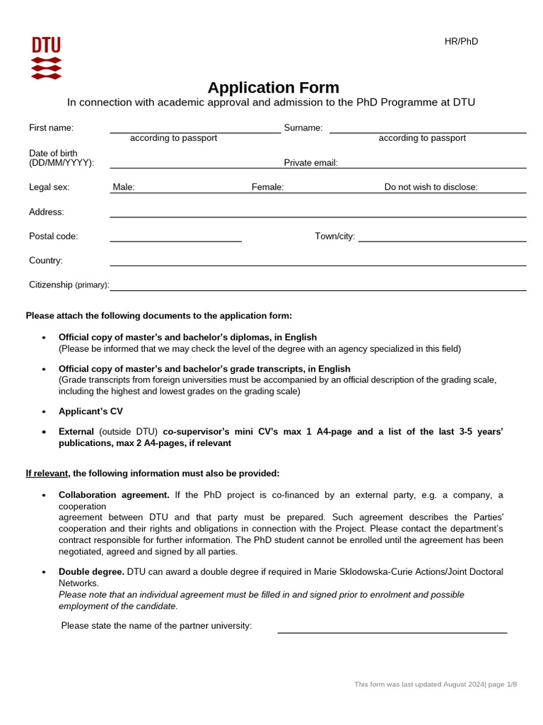 DTU PhD Application Guide | PDF | Doctor Of Philosophy | Science