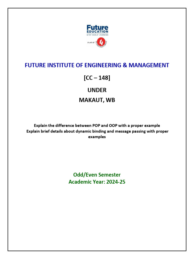 Future Institute of Engineering & Management: (CC 148) Under Makaut, WB | PDF | Method (Computer ...