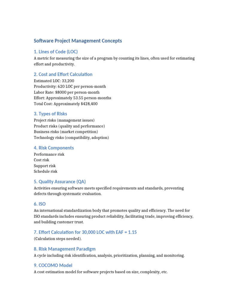 Software Project Management Concepts | PDF