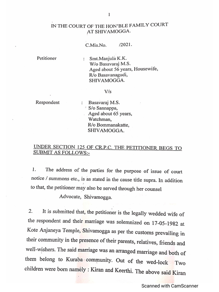 125 CRPC Maintenance | PDF