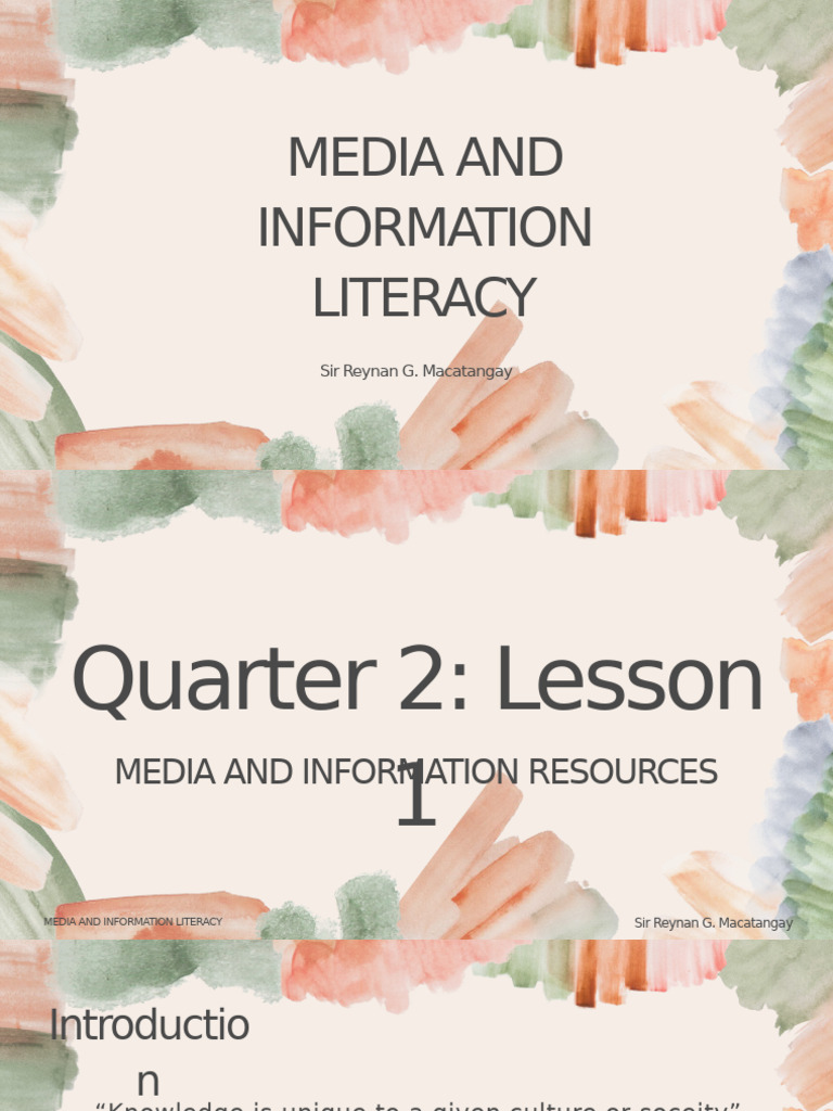 MIL LESSON 1 Q2 | PDF | Libraries | Information