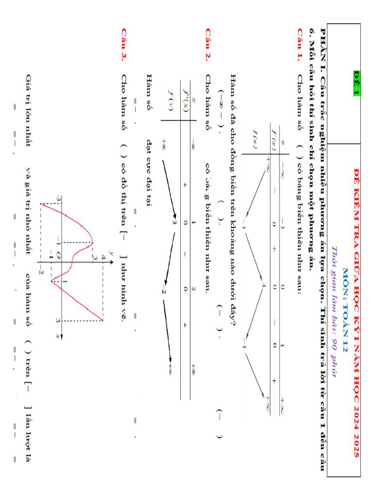 Đề 1 Toán gk1 | PDF