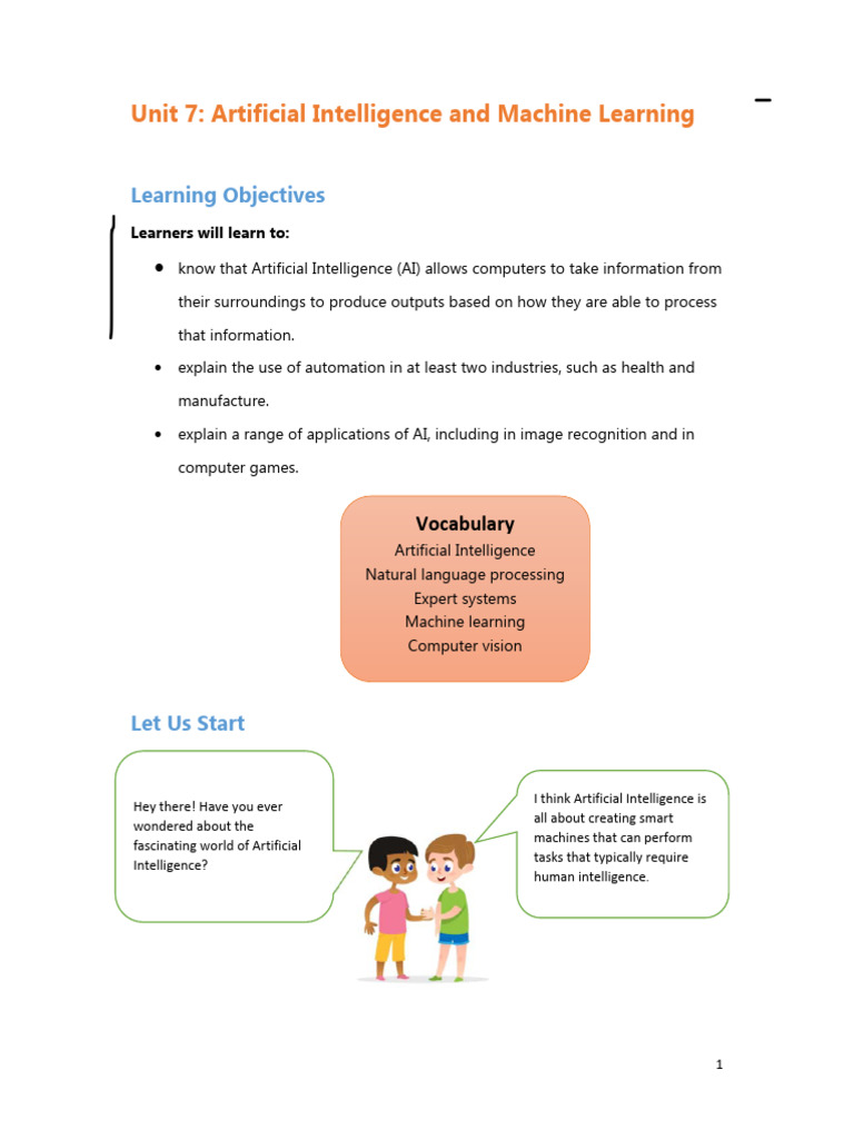 G6 - Unit 7 - Artificial Intelligence and Machine Learning | PDF | Artificial Intelligence ...