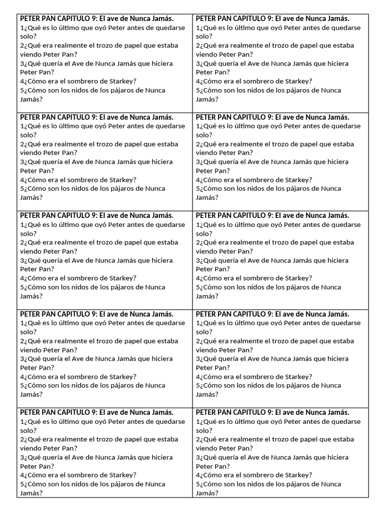 Peter Pan Capitulo 9 | PDF | Peter Pan | Aves
