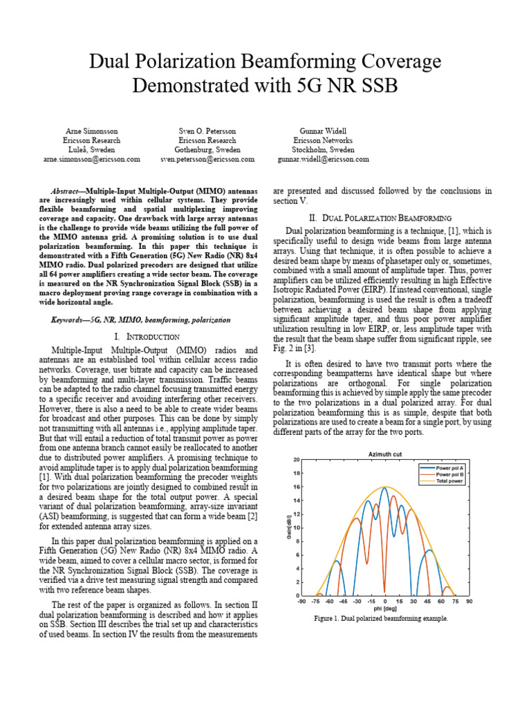 Dual Polarization Beamforming Coverage 5gnr | PDF | Mimo | Antenna (Radio)