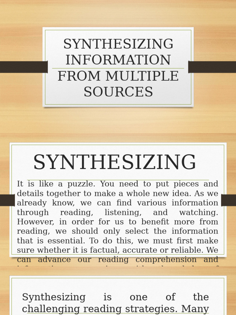 Synthesizing Information From Multiple Sources | PDF