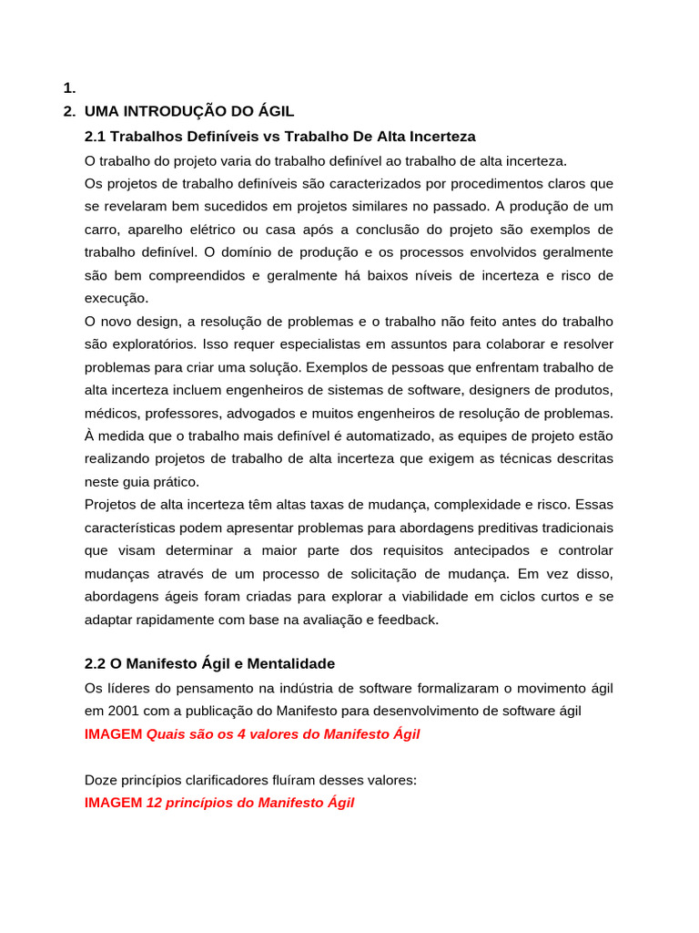 Introdução ao Trabalho Ágil e Incerteza | PDF | Fabricação enxuta ...
