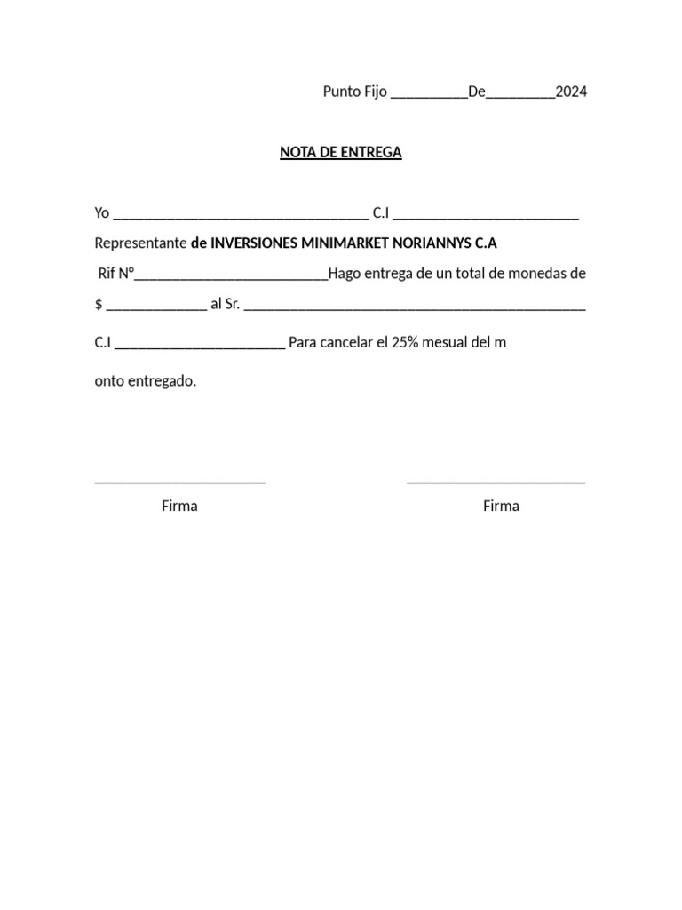 Formato de Nota de Entrega | PDF