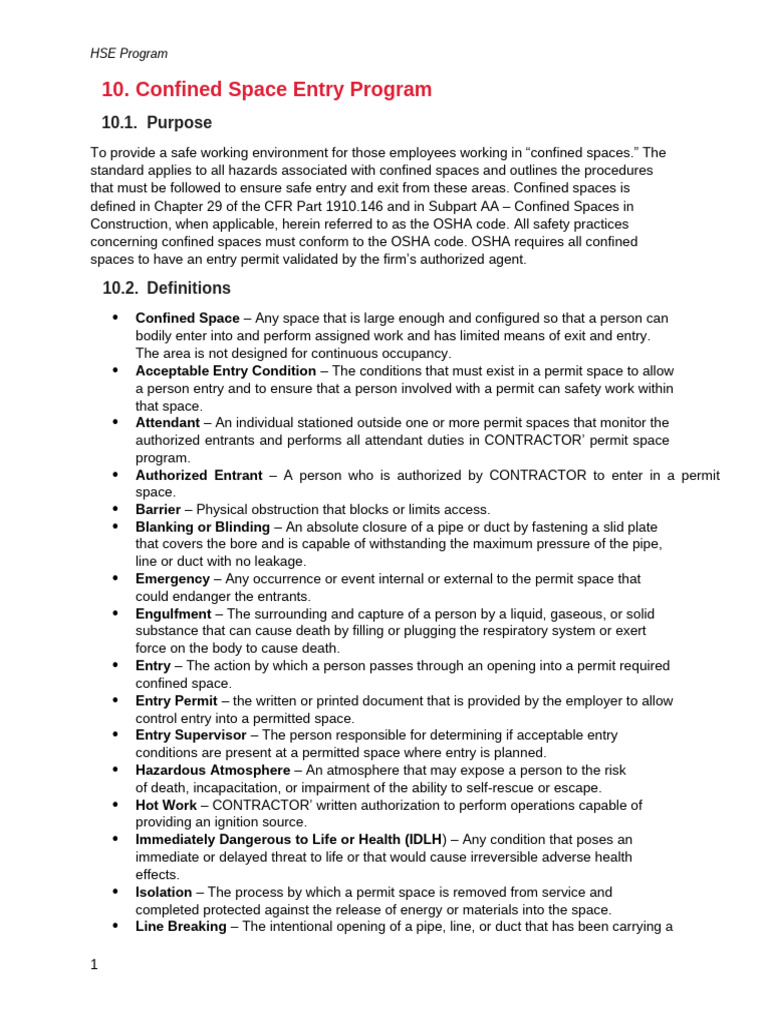 Confined Space Entry Program | PDF | Safety | Occupational Safety And Health
