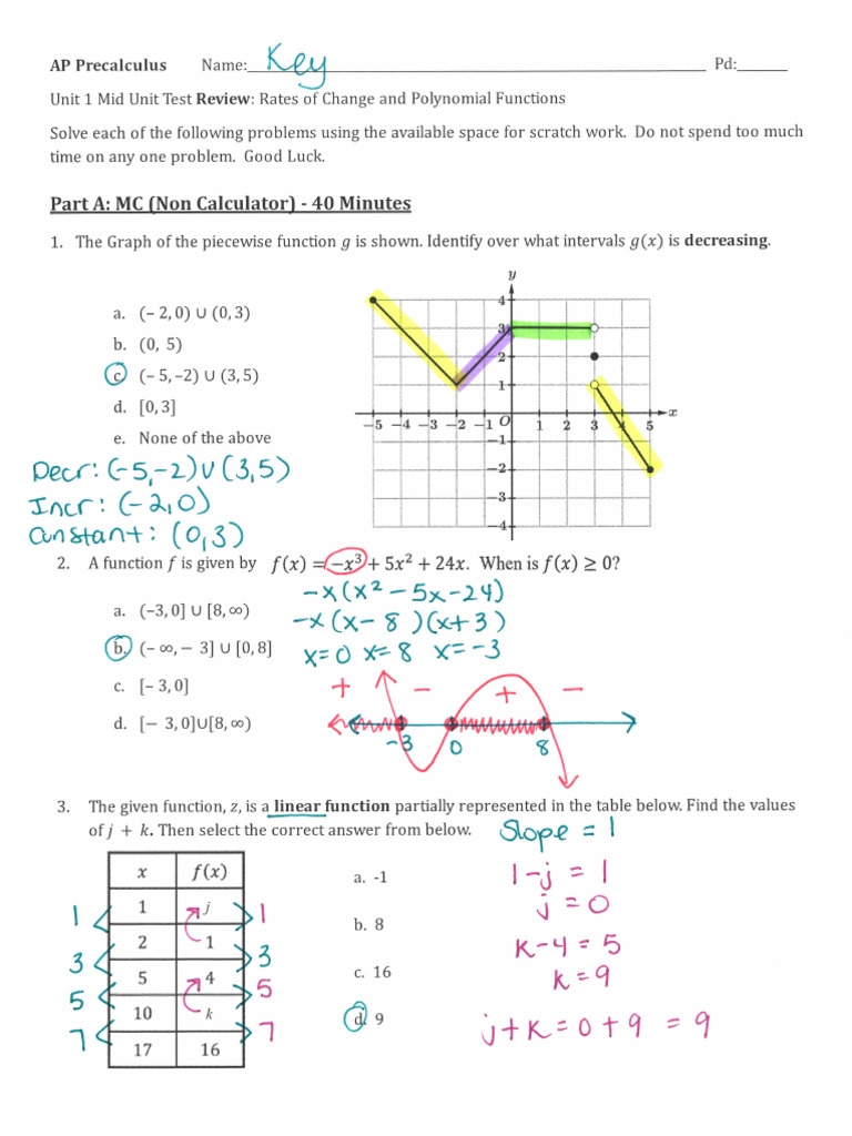 Unit 1 Mid Unit Review Key 24-25 | PDF