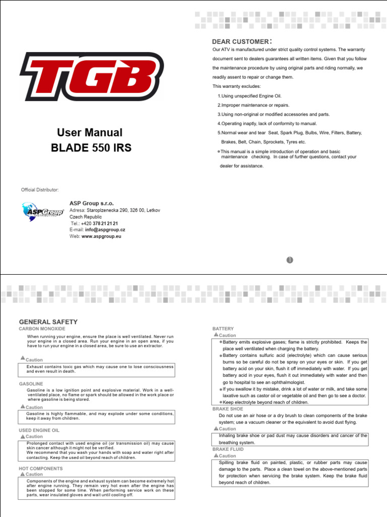 ATV User Manual & Safety Guide | PDF | Clutch | Manual Transmission