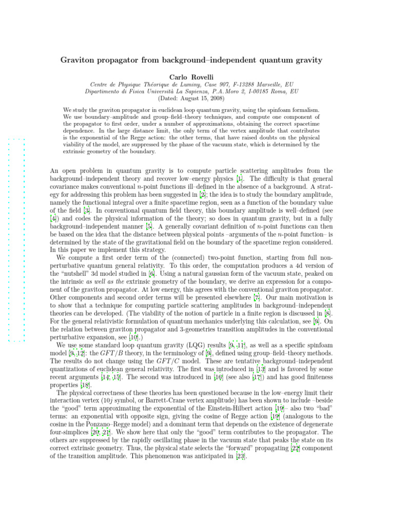 Graviton Propagator From Background-Independent Quantum Gravity | PDF ...