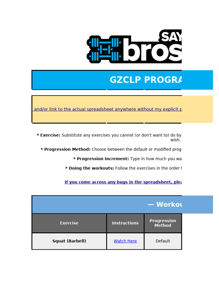 Copia de GZCLP Spreadsheet v2.02 (Say No To Broscience) | PDF ...