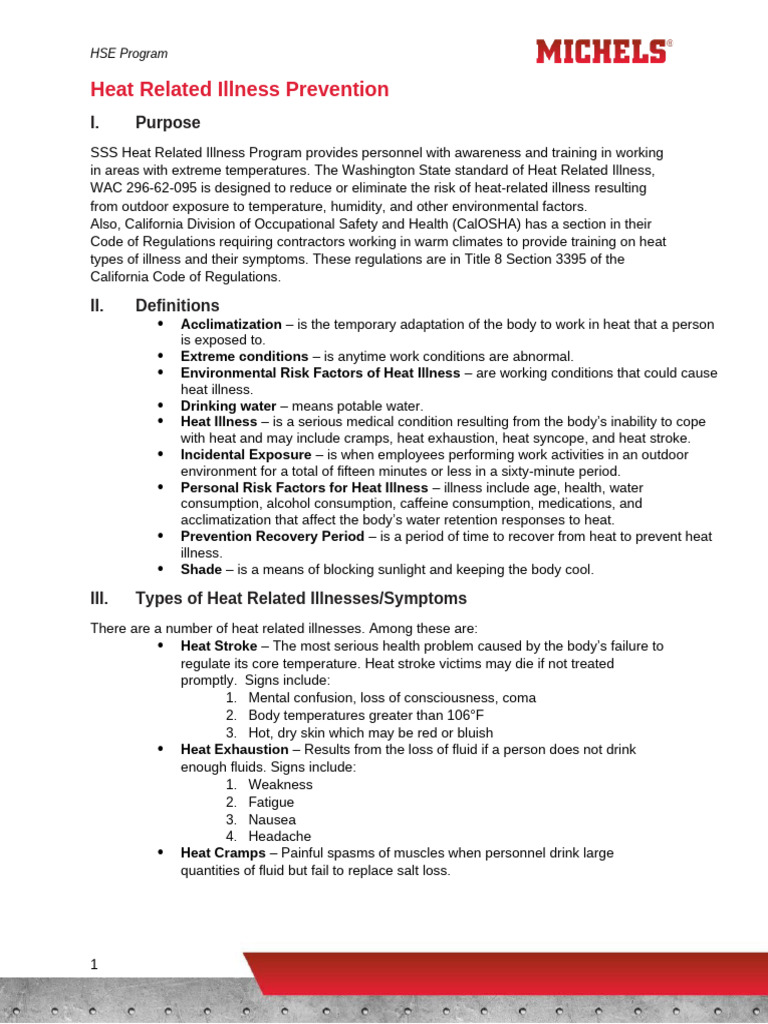 Heat Illness Prevention Program Guide | PDF | Clinical Medicine