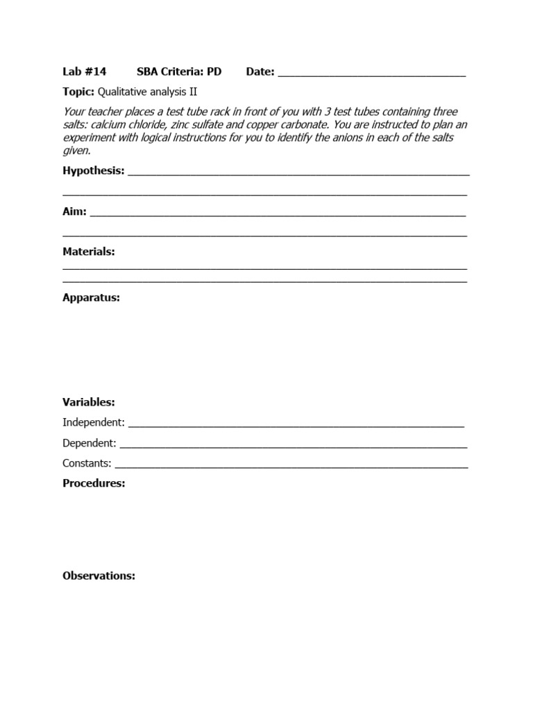 Qualitative Analysis Experiment Guide | PDF | Hypothesis | Experiment