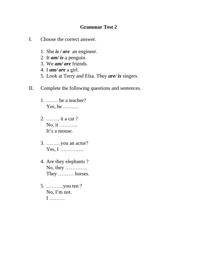 Grammar Test: Subject-Verb Agreement | PDF
