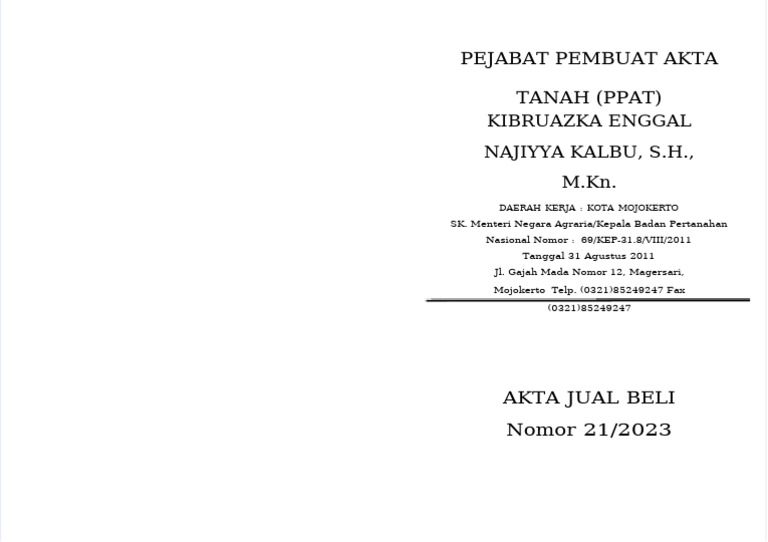 Pejabat Pembuat Akta Tanah (Ppat) : Kibruazka Enggal Najiyya Kalbu, S.H., M.KN | PDF | Sains ...