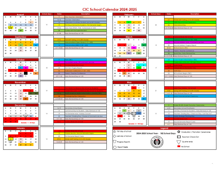 School Calendar 2024 2025 Aug | PDF | Academic Term | Educational ...