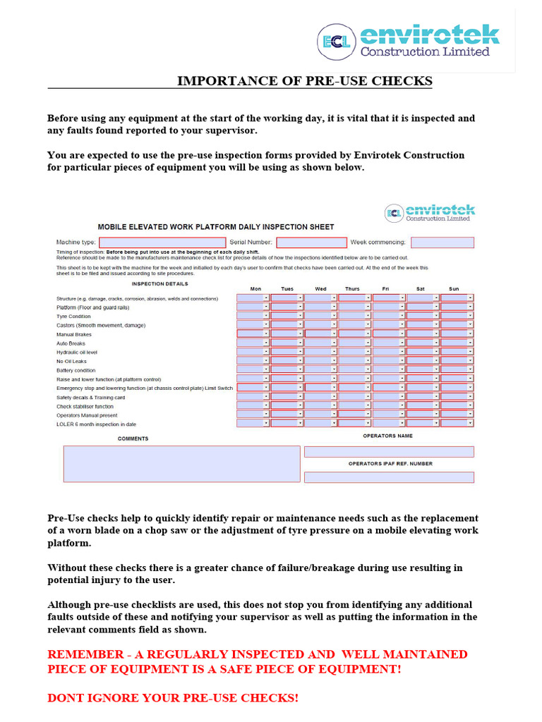 TBT - Importance of Pre-Use Checks | PDF | Business | Computers
