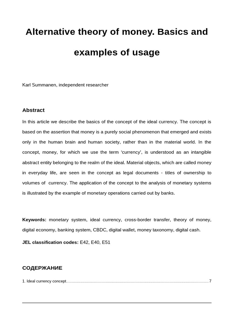 Ideal Currency Concept. Main Points and Usage Examples | PDF | Currency ...