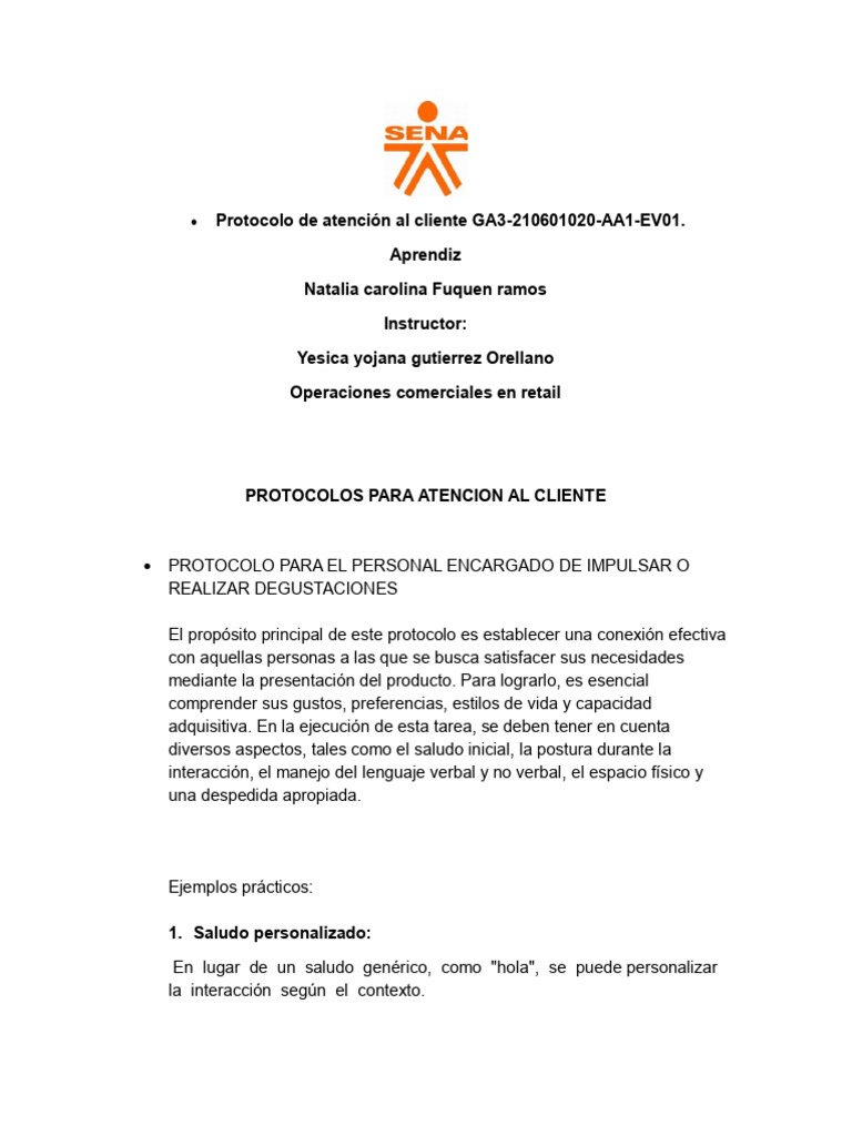 Protocolo de Atención Al Cliente | PDF | Comunicación | Cliente