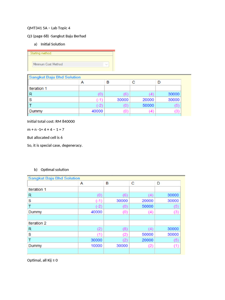 QM Transportation Lab topic | PDF