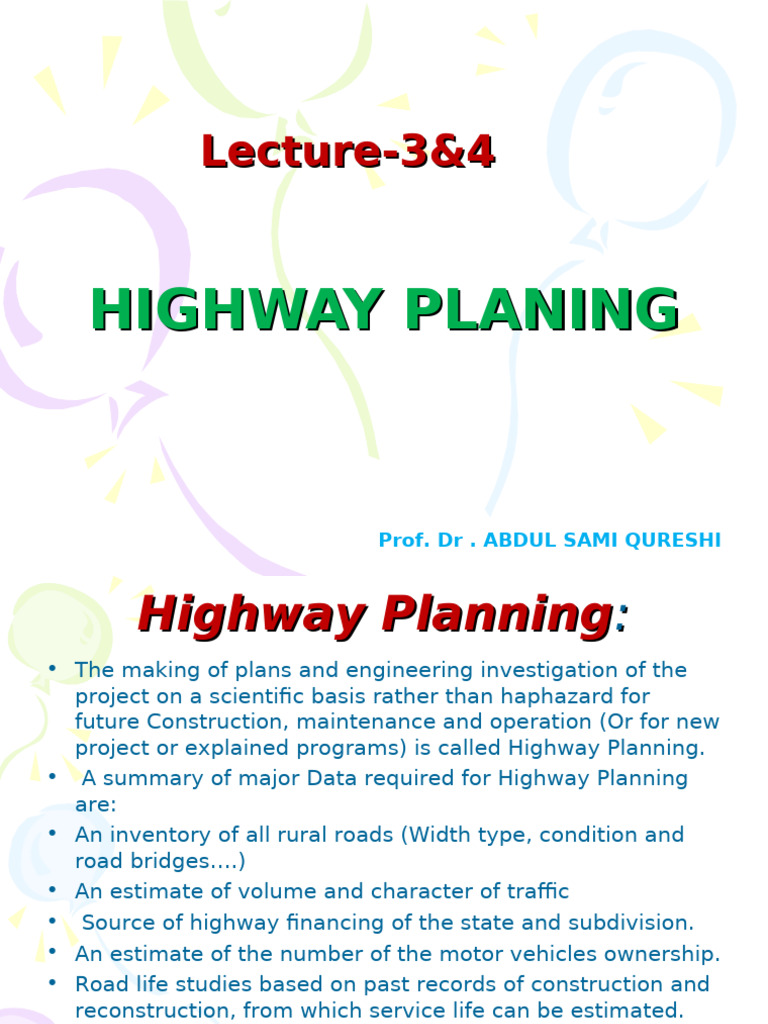 03. highway planning | PDF | Road | Traffic
