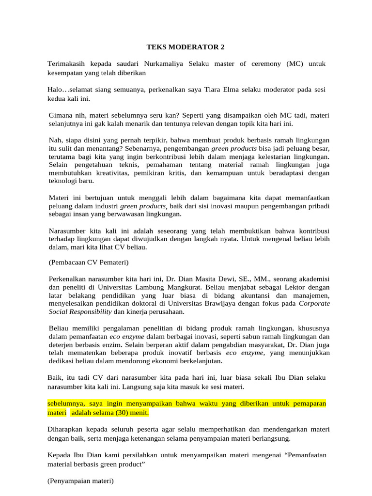 Teks Moderator 2 | PDF | Ilmu Sosial