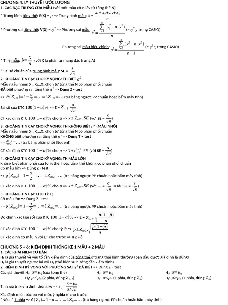 Công thức cuối kì HK232 | PDF