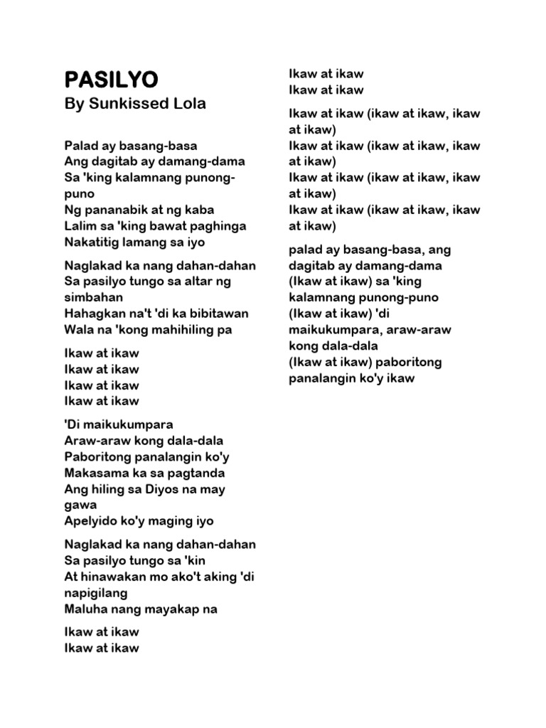 PASILYO (SunKissed Lola) | PDF
