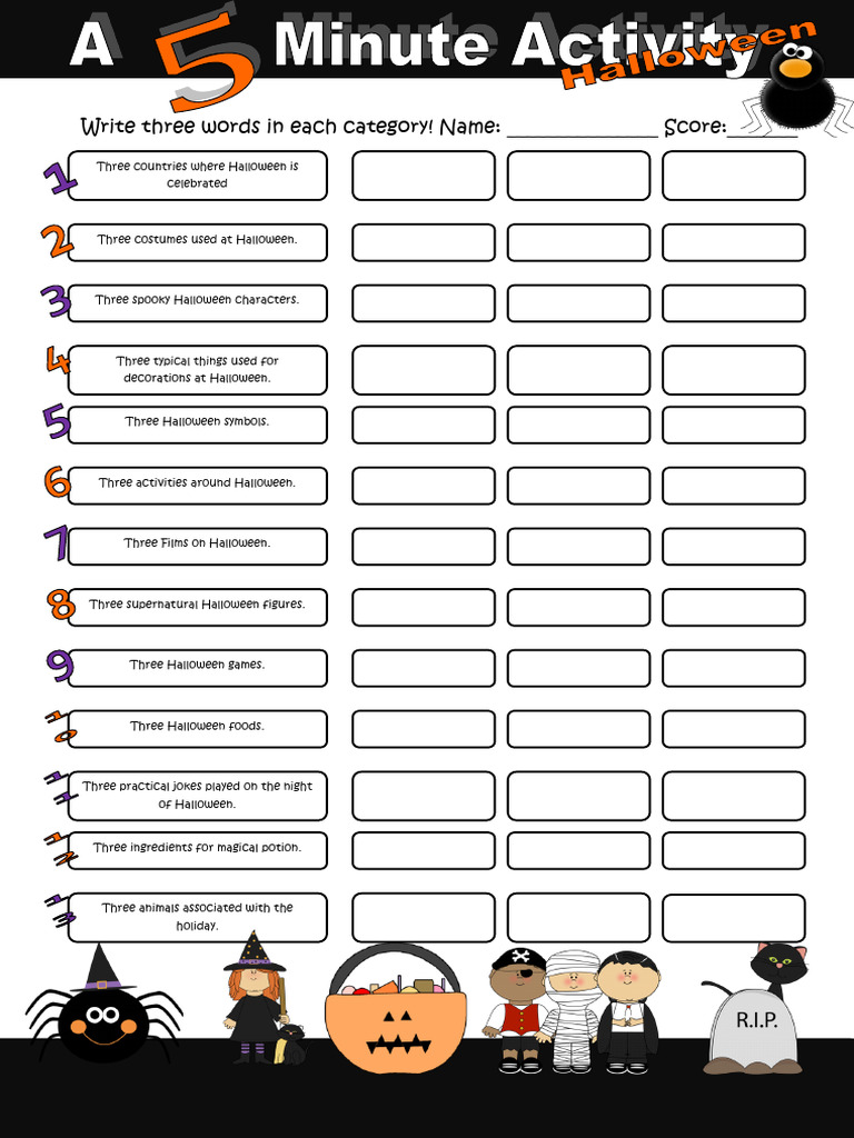 A 5 Minute Activity Halloween Edition Fun Activities Games Games ...