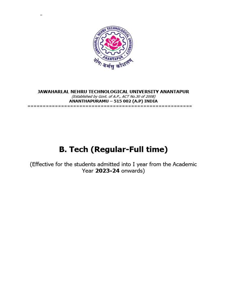Jntua Btech Cse Ai Ml R23 I Ii Year Course Structure And Syllabus Pdf Pointer Computer