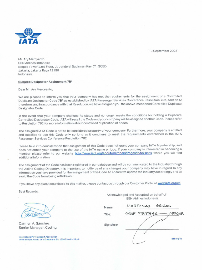 IATA & ICAO Code BBN Airlines Indonesia | PDF