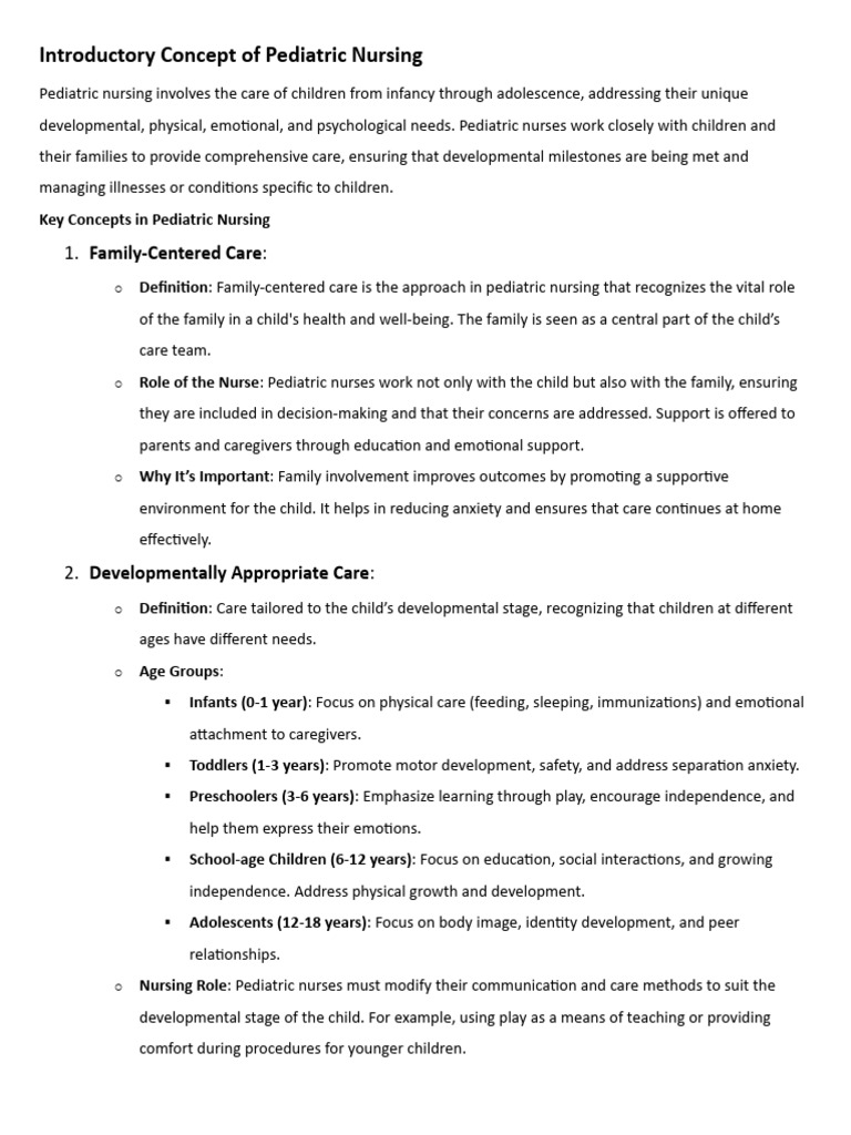 Introductory Concept of Pediatric Nursing | PDF | Infants | Nursing