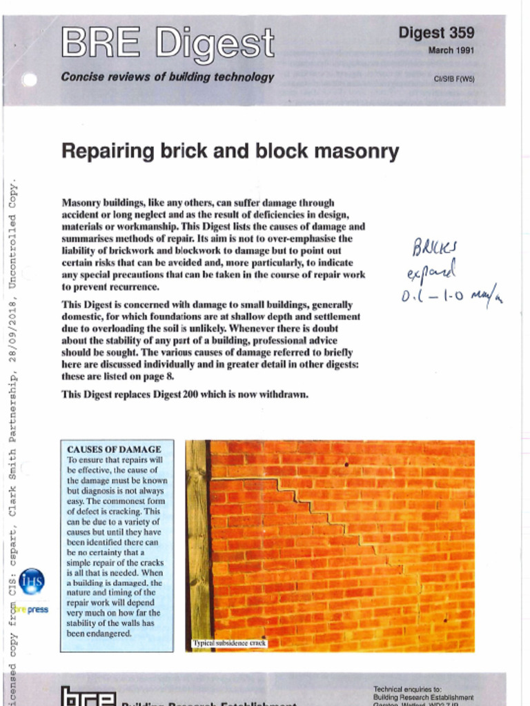 BRe Digest - Repairin Brick and Block Work | PDF