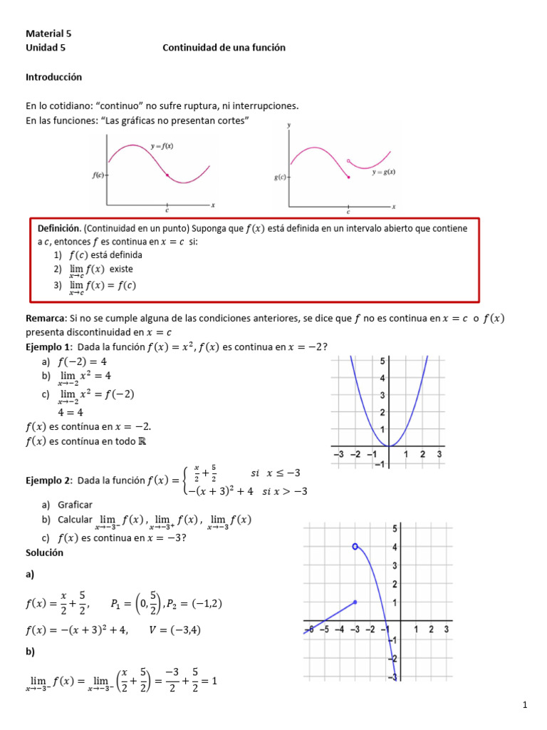 Material 5 Continuidad Derivadas 06-11-24 | PDF | Derivado | Pendiente