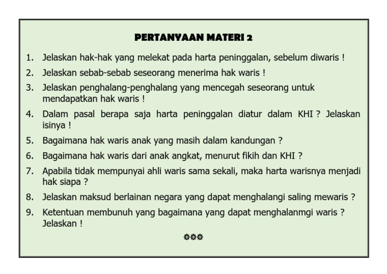 Pertanyaan Materi 02 | PDF | Hukum