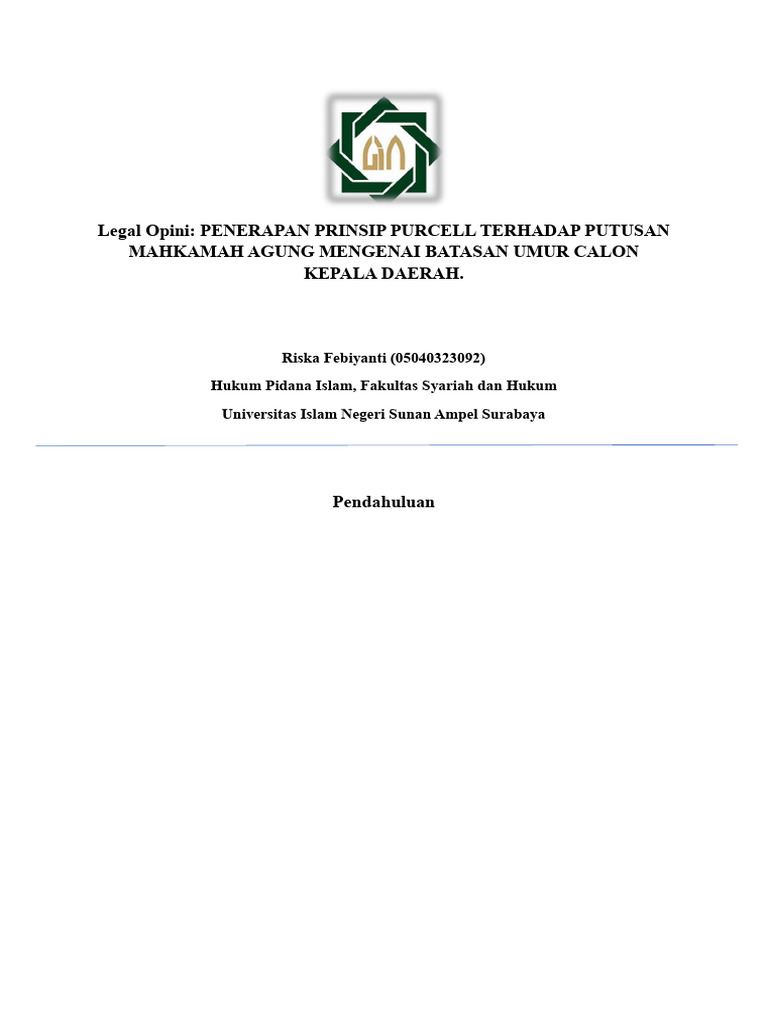 Legal Opini: PENERAPAN PRINSIP PURCELL TERHADAP PUTUSAN MAHKAMAH AGUNG ...