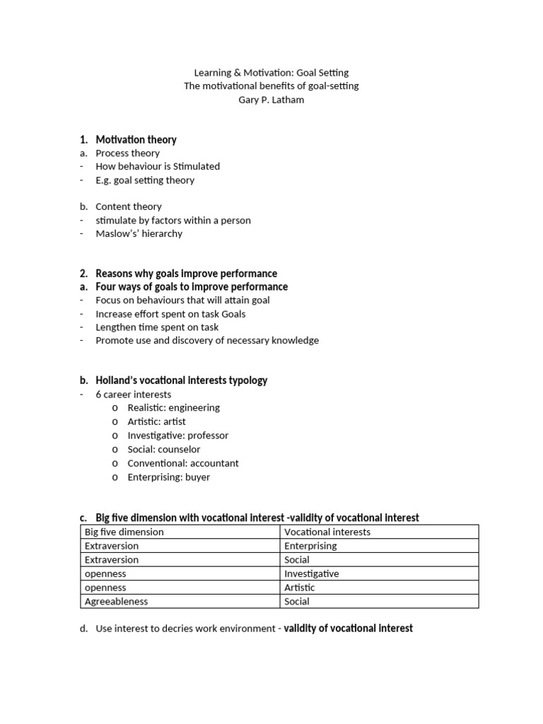 Learning & Motivation- Goal Setting | PDF | Goal | Goal Setting