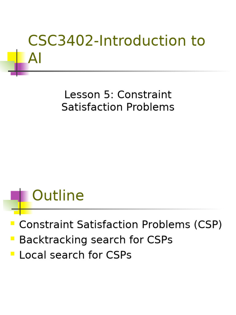 CSC3402 Lecture5 Constraini Satisfaction Problem | PDF | Theoretical Computer Science | Applied ...